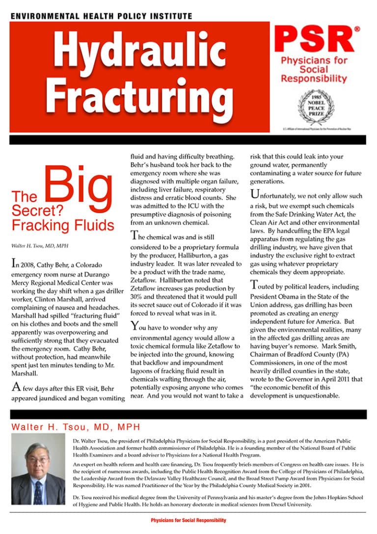 The Big Secret? Fracking Fluids | Physicians for Social Responsibility