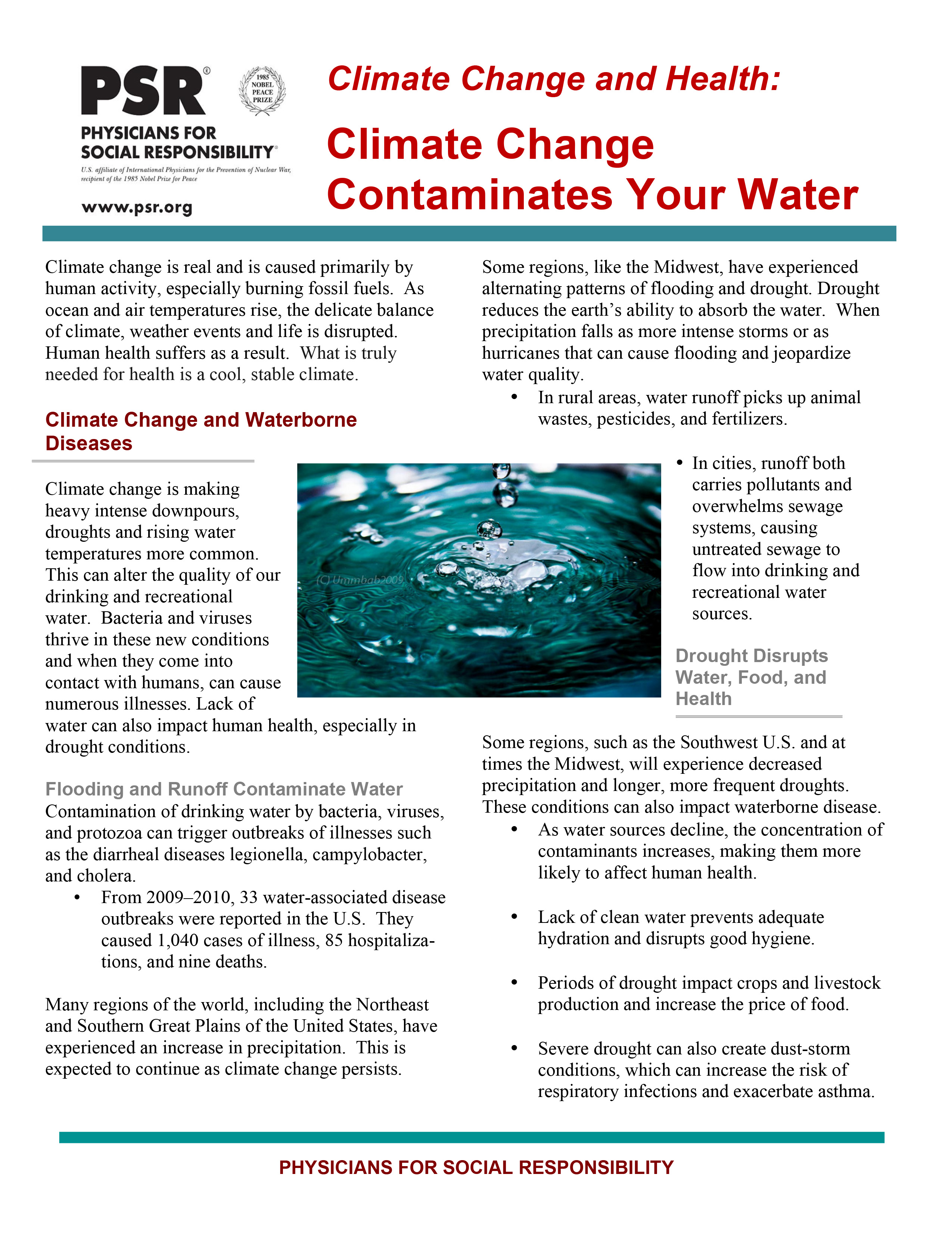 Climate and Health: Climate Change Contaminates Your Water | Physicians ...