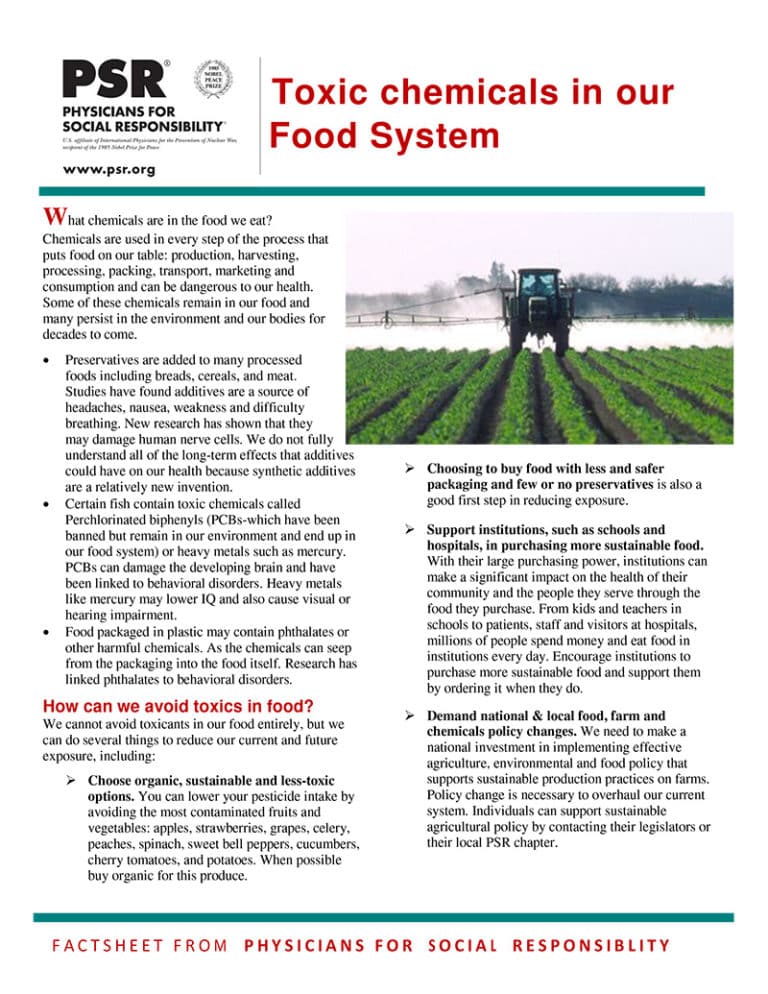 Toxic Chemicals in Our Food System | Physicians for Social Responsibility